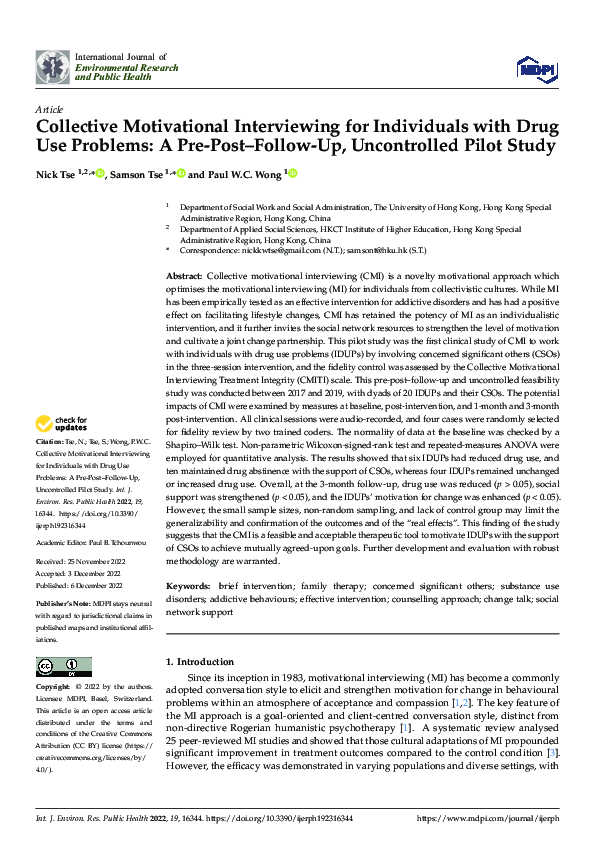 (PDF) Collective Motivational Interviewing for Individuals with Drug ...