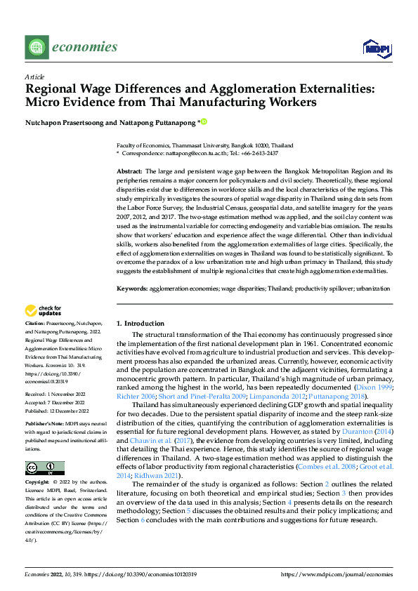 (PDF) Regional Wage Differences and Agglomeration Externalities: Micro ...