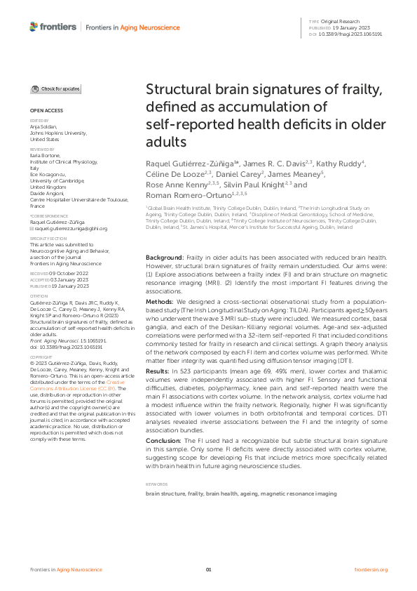 (PDF) Structural brain signatures of frailty, defined as accumulation ...