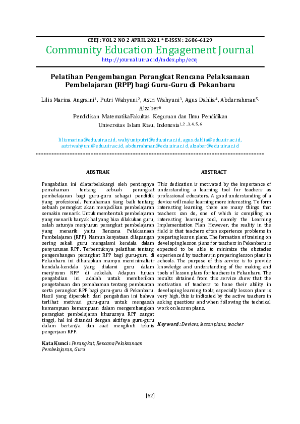 (PDF) Pelatihan Pengembangan Perangkat Rencana Pelaksanaan Pembelajaran (RPP) bagi Guru-Guru di ...