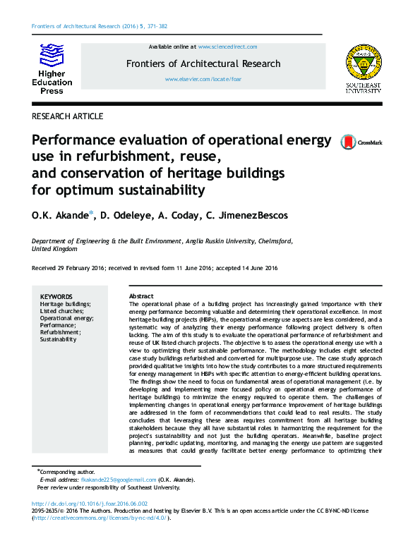 (PDF) Performance evaluation of operational energy use in refurbishment ...