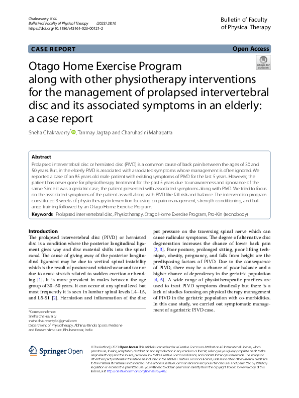 (PDF) Otago Home Exercise Program along with other physiotherapy ...