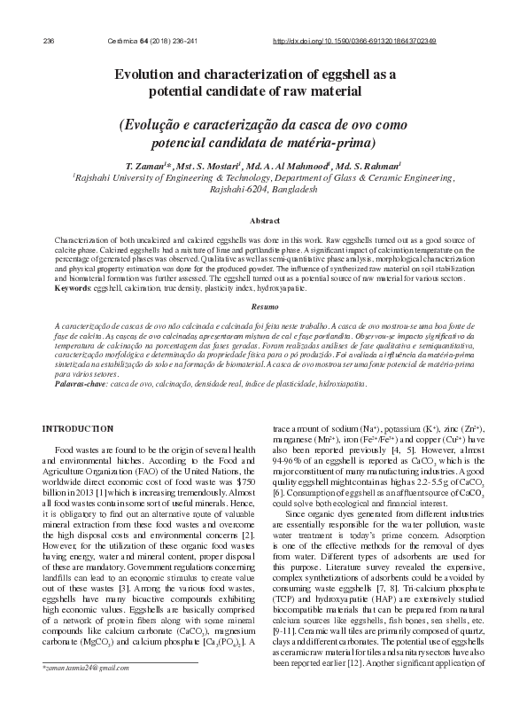 (PDF) Evolution and characterization of eggshell as a potential ...