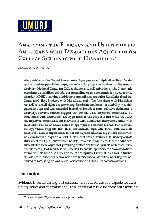 (PDF) Analyzing the Efficacy and Utility of the Americans with ...