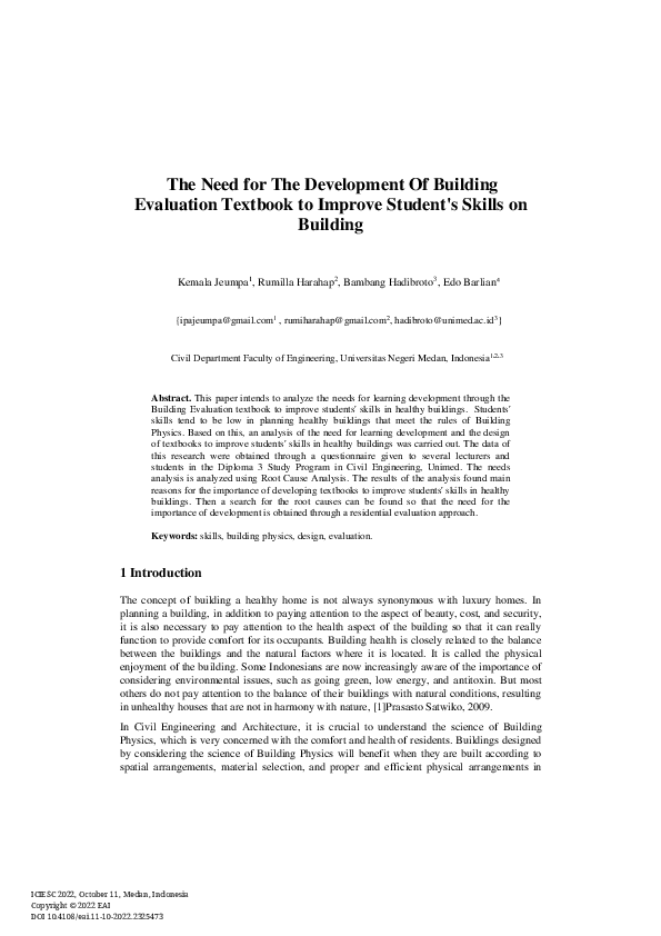 (PDF) The Need for The Development Of Building Evaluation Textbook to ...