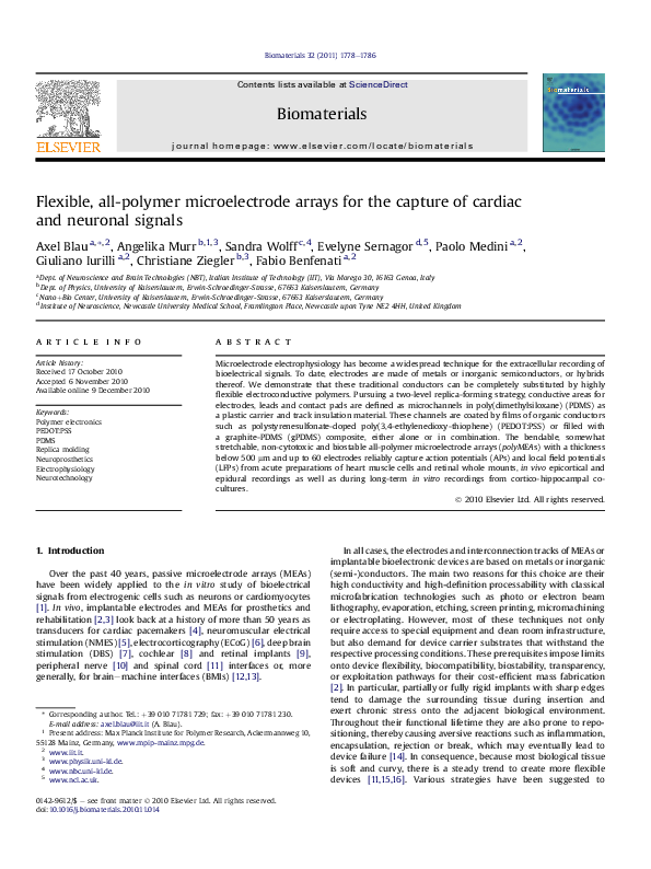 Pdf Flexible All Polymer Microelectrode Arrays For The Capture Of Cardiac And Neuronal