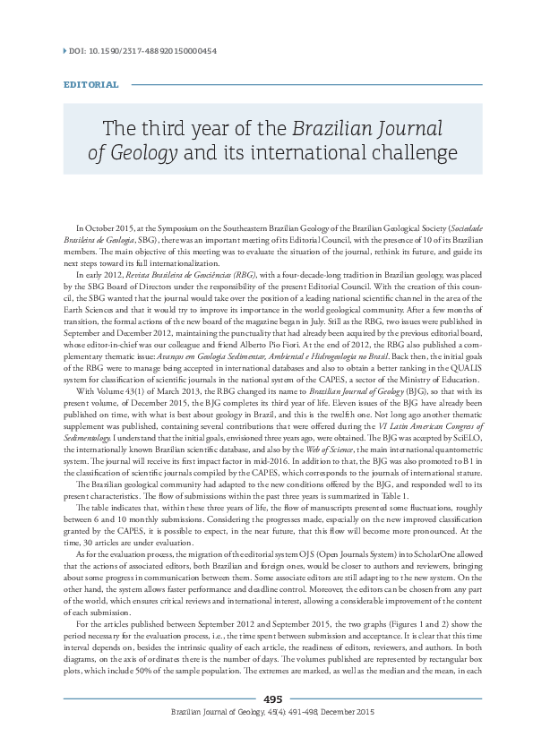 (PDF) The third year of the Brazilian Journal of Geologyand its ...