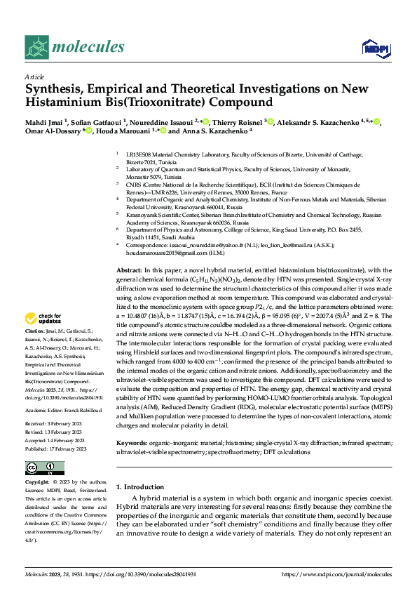 (PDF) Synthesis, Empirical and Theoretical Investigations on New ...