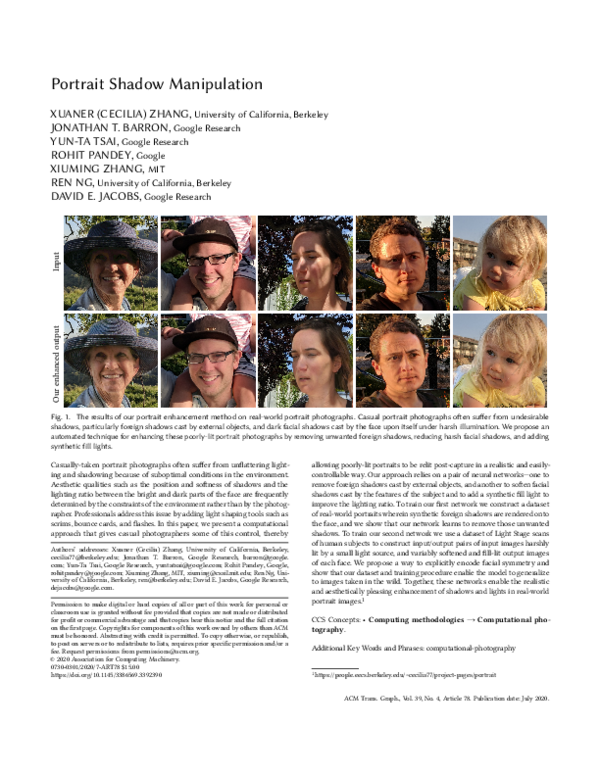 (PDF) Portrait shadow manipulation | David Jacobs - Academia.edu