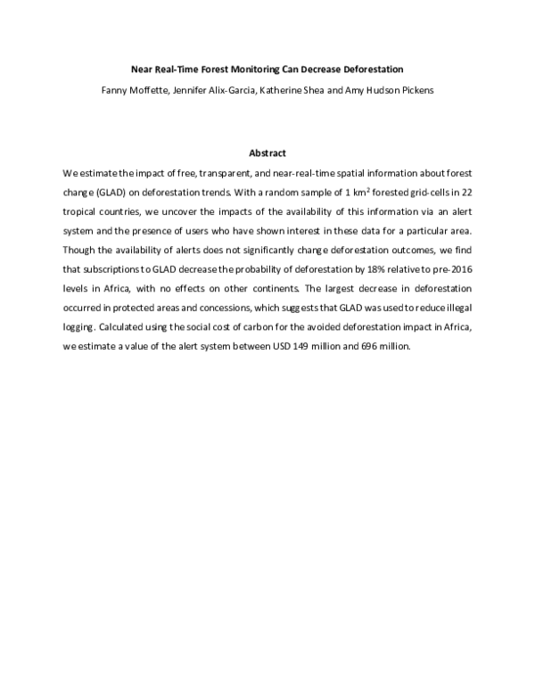 Pdf Near Real Time Forest Monitoring Can Decrease Deforestation