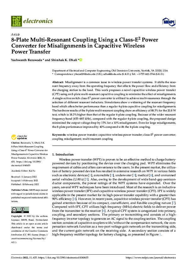 (PDF) 8-Plate Multi-Resonant Coupling Using a Class-E2 Power Converter ...