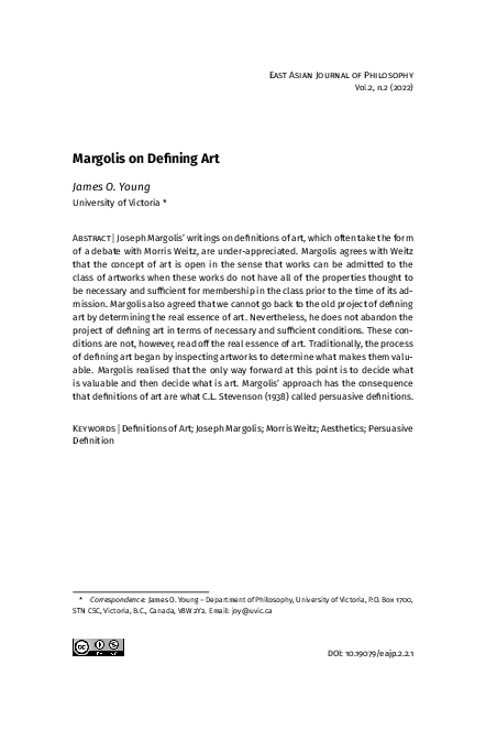 (PDF) Margolis on Defining Art