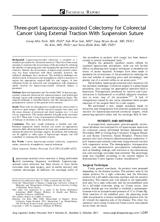 (PDF) Three-port Laparoscopy-assisted Colectomy for Colorectal Cancer ...