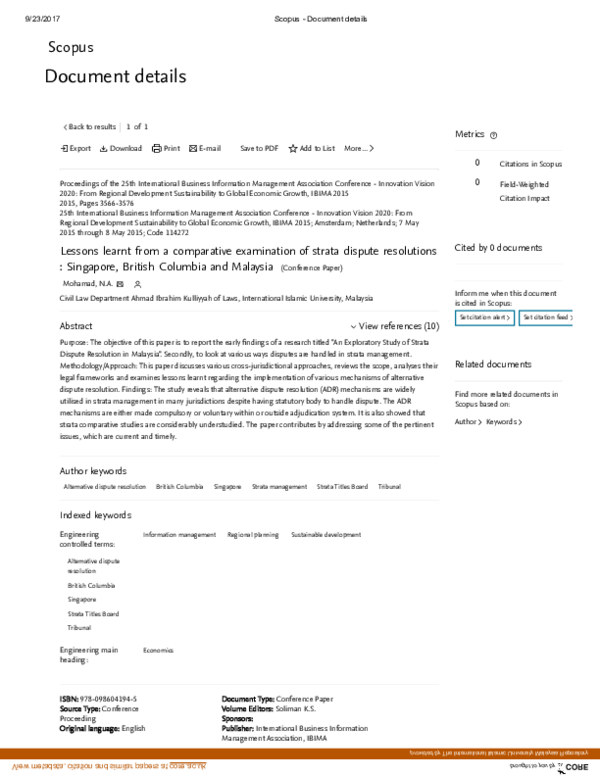 (PDF) Lessons learnt from a comparative examination for strata dispute ...
