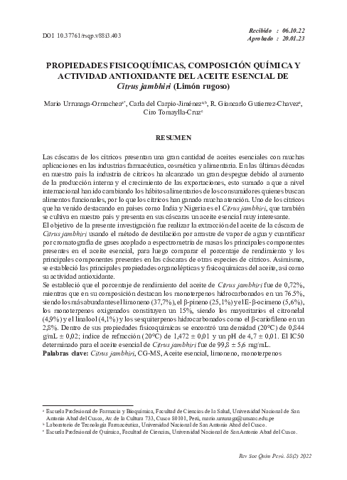(PDF) PROPIEDADES FISICOQUÍMICAS, COMPOSICIÓN QUÍMICA Y ACTIVIDAD ...