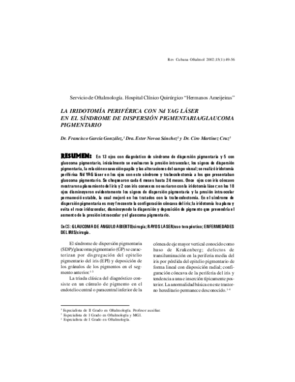 (PDF) La iridotomía periférica con Nd YAG láser en el síndrome de ...