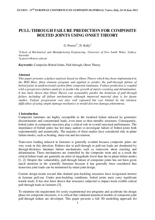 (PDF) Pull-Through Failure Prediction for Composite Bolted Joints Using Onset Theory
