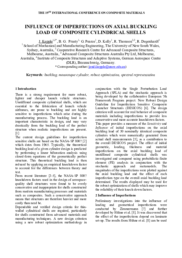 (PDF) Influence of Imperfections on Axial Buckling Load of Composite ...