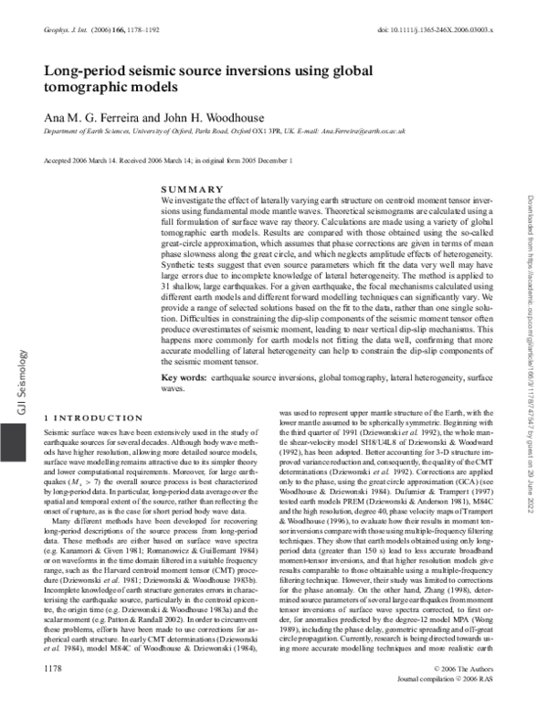 (PDF) Long-period seismic source inversions using global tomographic models