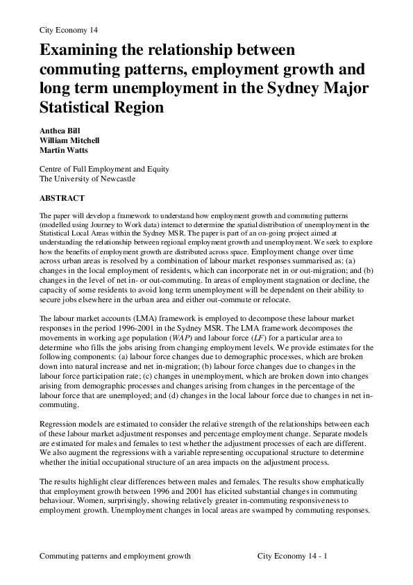 (PDF) Examining the relationship between commuting patterns, employment growth and unemployment ...
