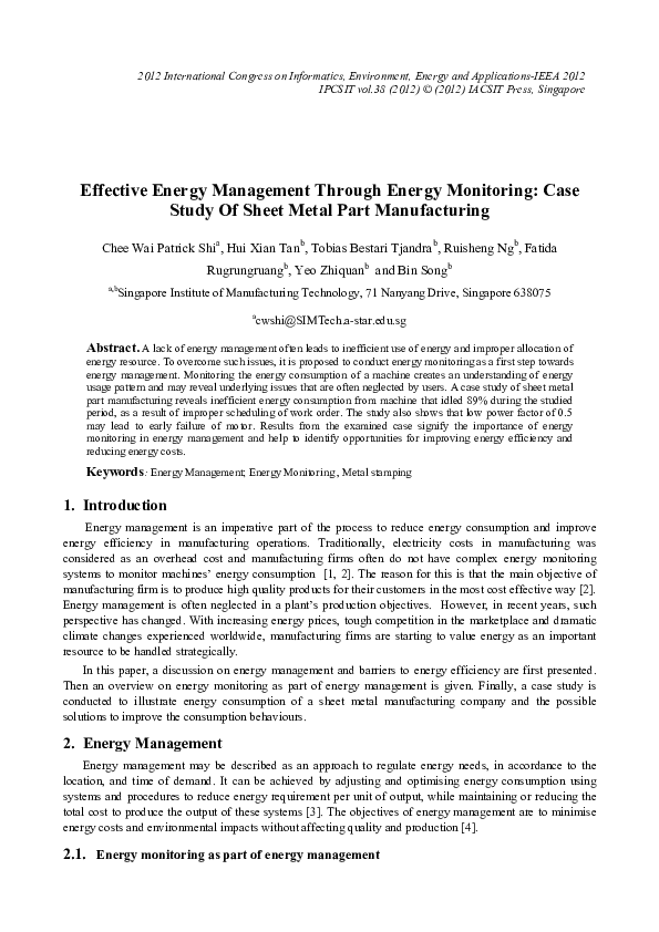 (PDF) Effective Energy Management Through Energy Monitoring: Case Study ...