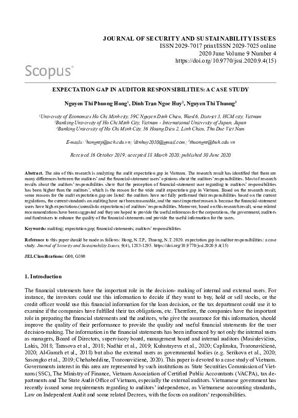 (PDF) Expectation Gap in Auditor Responsibilities: A Case Study