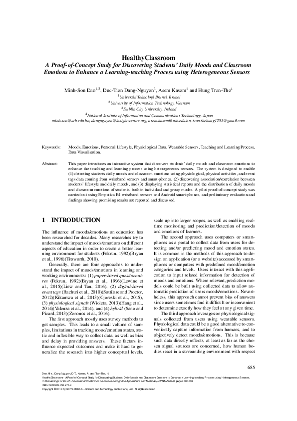 (PDF) HealthyClassroom - A Proof-of-Concept Study for Discovering Students’ Daily Moods and ...