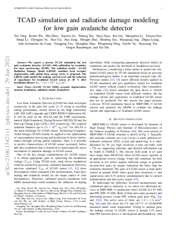 (PDF) TCAD simulation and radiation damage modeling for low gain ...