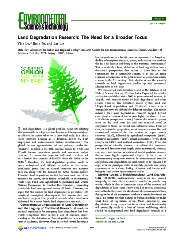 (PDF) Land Degradation Research: The Need for a Broader Focus