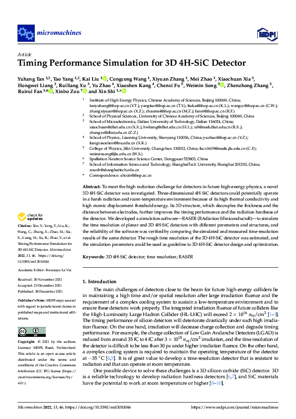 (PDF) Timing Performance Simulation for 3D 4H-SiC Detector
