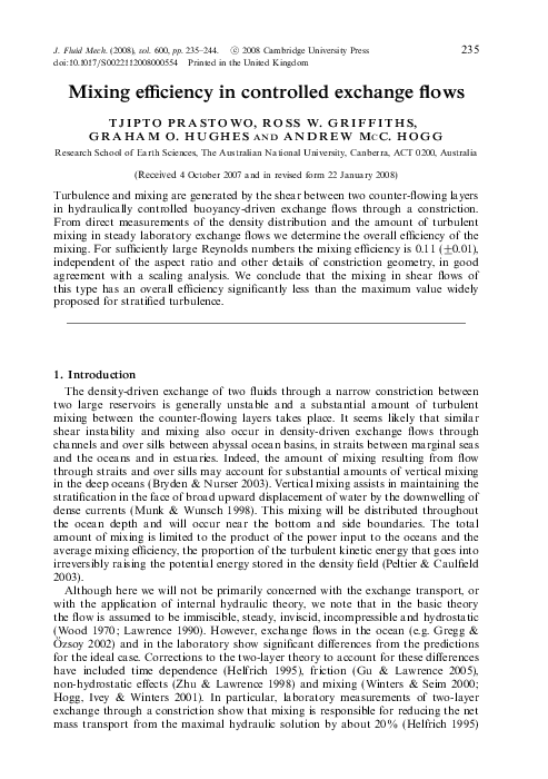 (PDF) Mixing efficiency in controlled exchange flows