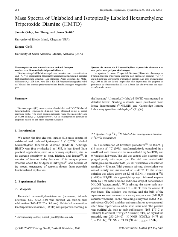 (PDF) Mass Spectra of Unlabeled and Isotopically Labeled Hexamethylene ...