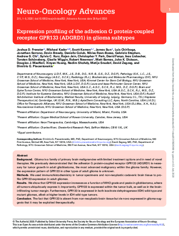 (PDF) Expression profiling of the adhesion G protein-coupled receptor ...