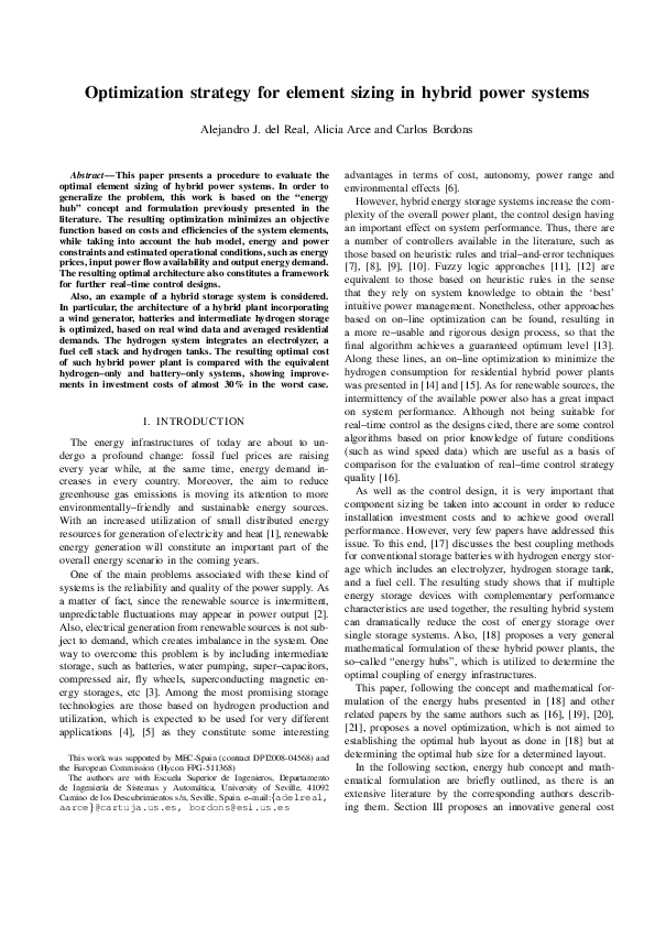 (PDF) Optimization strategy for element sizing in hybrid power systems