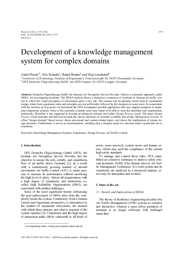 (PDF) Development of a knowledge management system for complex domains