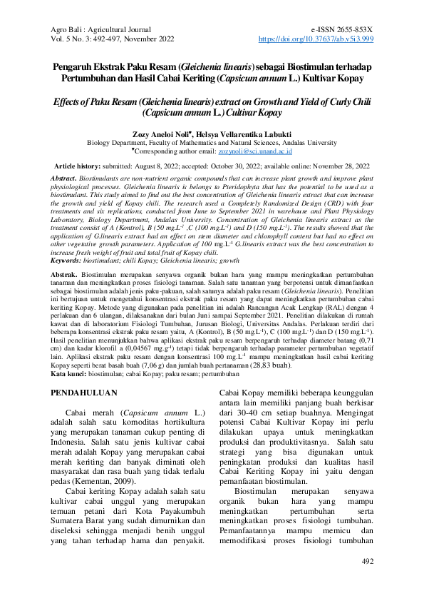 (PDF) Pengaruh Ekstrak Paku Resam (Gleichenia linearis) sebagai ...