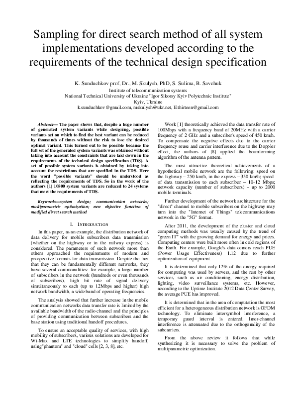 (PDF) Sampling for direct search method of all system implementations developed according to the ...