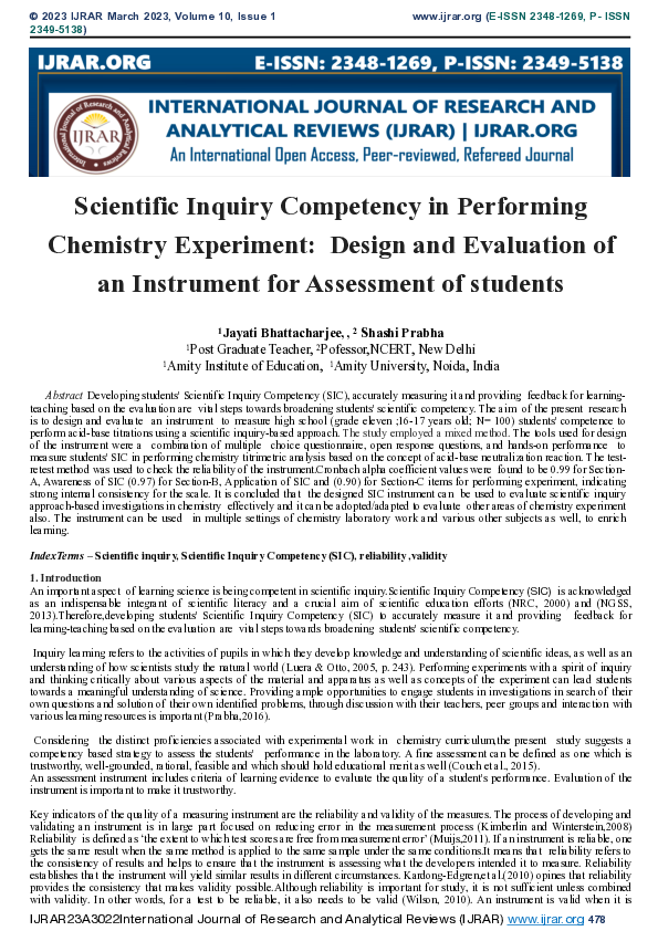 (PDF) Scientific Inquiry Competency in Performing Chemistry Experiment ...