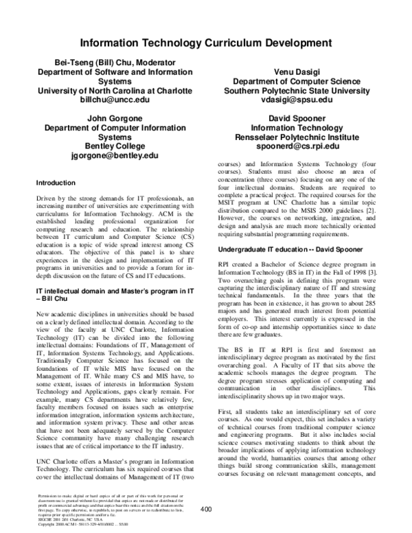 (PDF) Information technology curriculum development