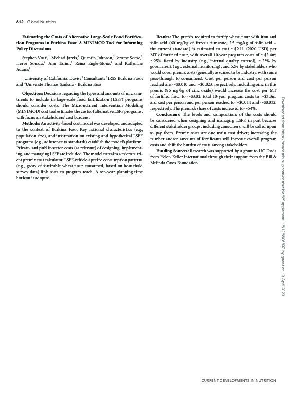 (PDF) Estimating the Costs of Alternative Large-Scale Food ...