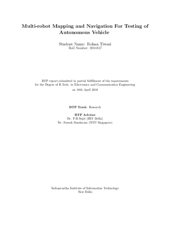 Pdf Multi Robot Mapping And Navigation For Testing Of Autonomous Vehicle 2613