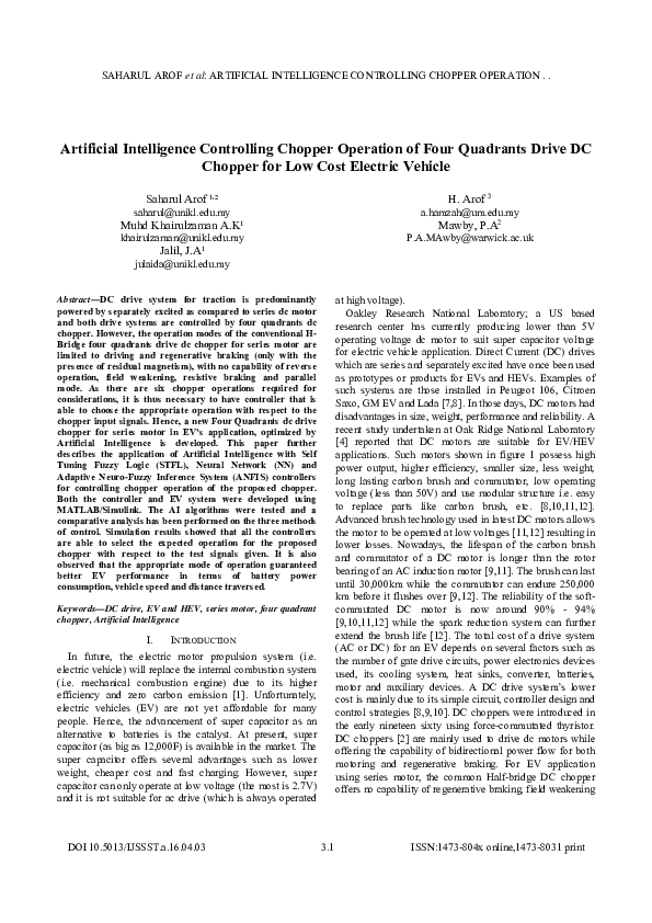 (PDF) Artificial Intelligence Controlling Chopper Operation of Four ...