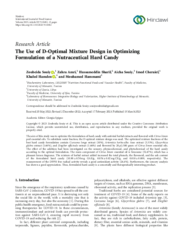 Pdf The Use Of D Optimal Mixture Design In Optimizing Formulation Of