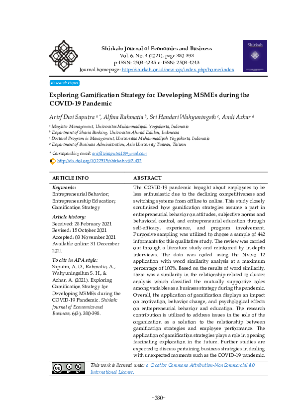 (PDF) Exploring Gamification Strategy for Developing MSMEs during the ...