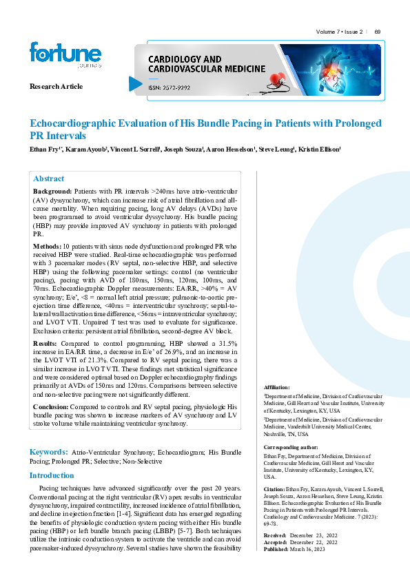 (PDF) Echocardiographic Evaluation of His Bundle Pacing in Patients ...