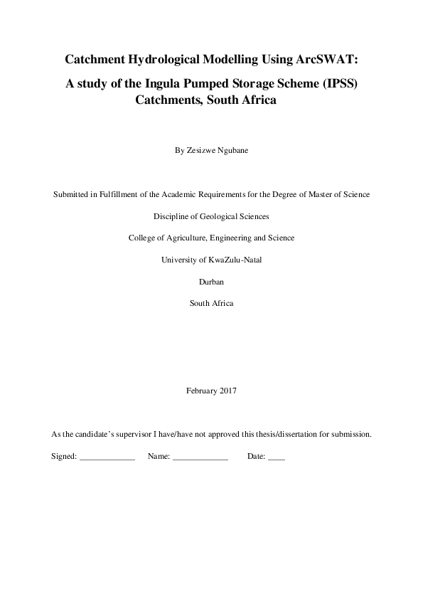 (PDF) Catchment hydrological modelling using ArcSWAT : a study of the ...