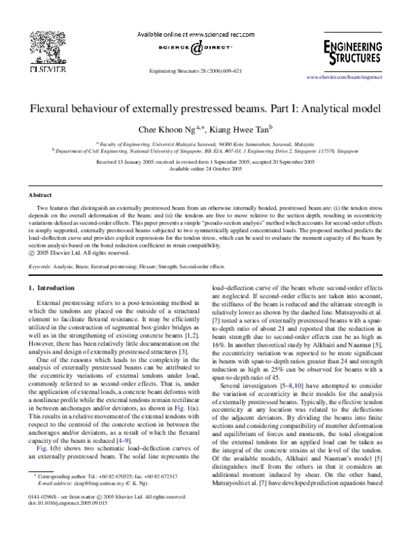 Pdf Flexural Behaviour Of Externally Prestressed Beams Part I Analytical Model