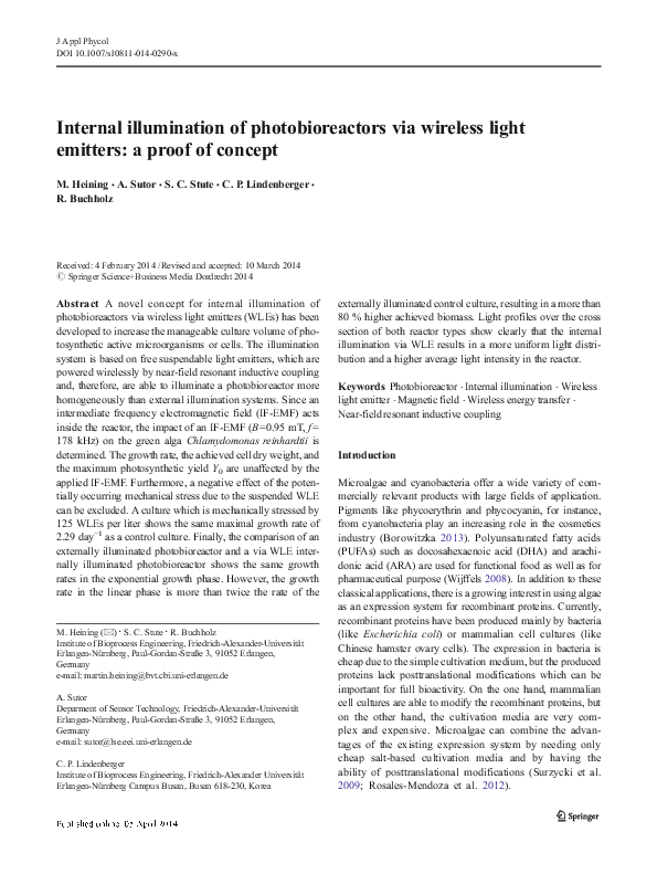 (PDF) Internal illumination of photobioreactors via wireless light ...