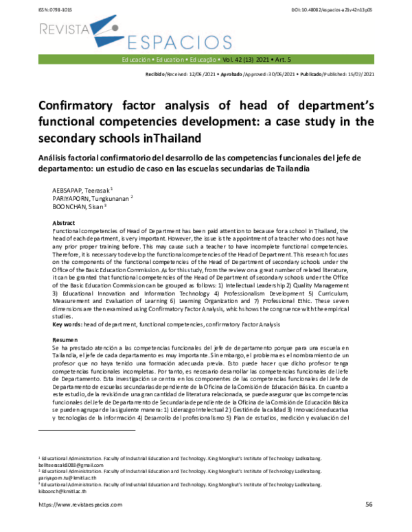 (PDF) Confirmatory factor analysis of head of department’s functional ...