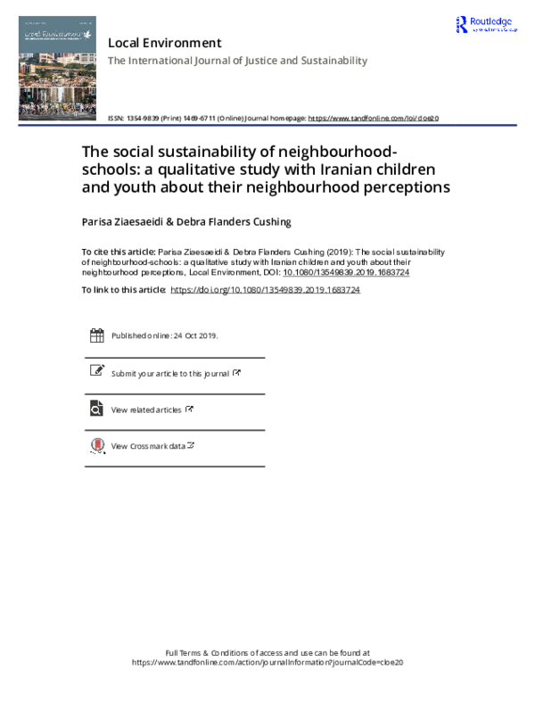 (PDF) The social sustainability of neighbourhood-schools: a qualitative ...